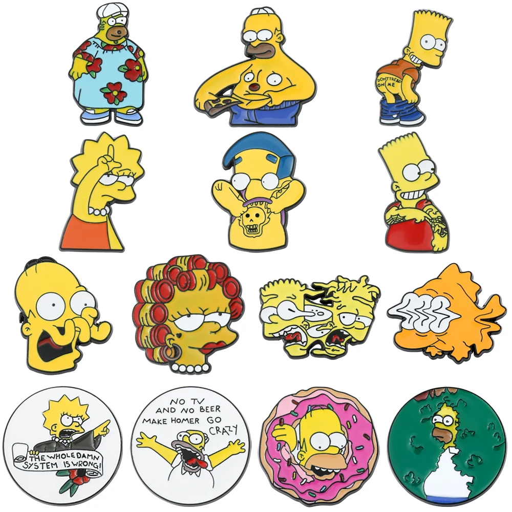 The-Simpsons-Hard-Enamel-Pins-Collection-Cartoon-Brooch-Backpack-Hat ...
