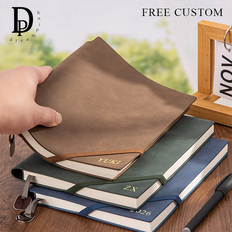 Vintage Luxury Engrave Logo Notebook Custom Name Soft Leather Diary ...