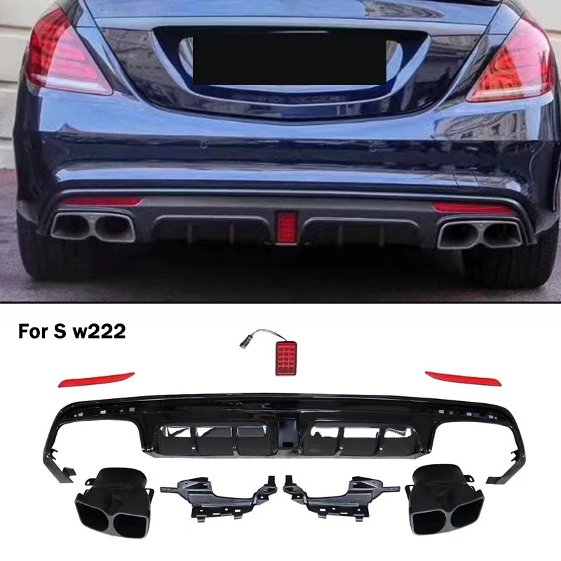 Car-Modification-Rear-Bumper-Lip-Body-Kit-Diffuser-Spoiler-Exhaust-Pipe ...