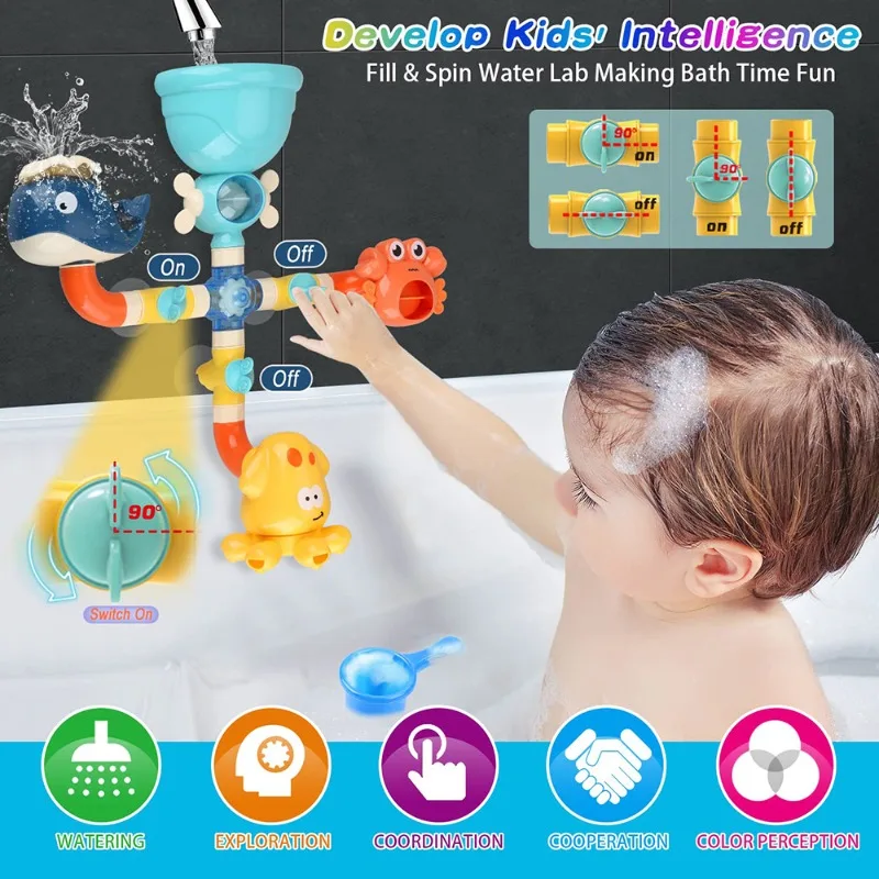 Baby-Bath-Toys-Bathtub-DIY-Pipes-Tubes-Bath-Time-Water-Game-Spray ...