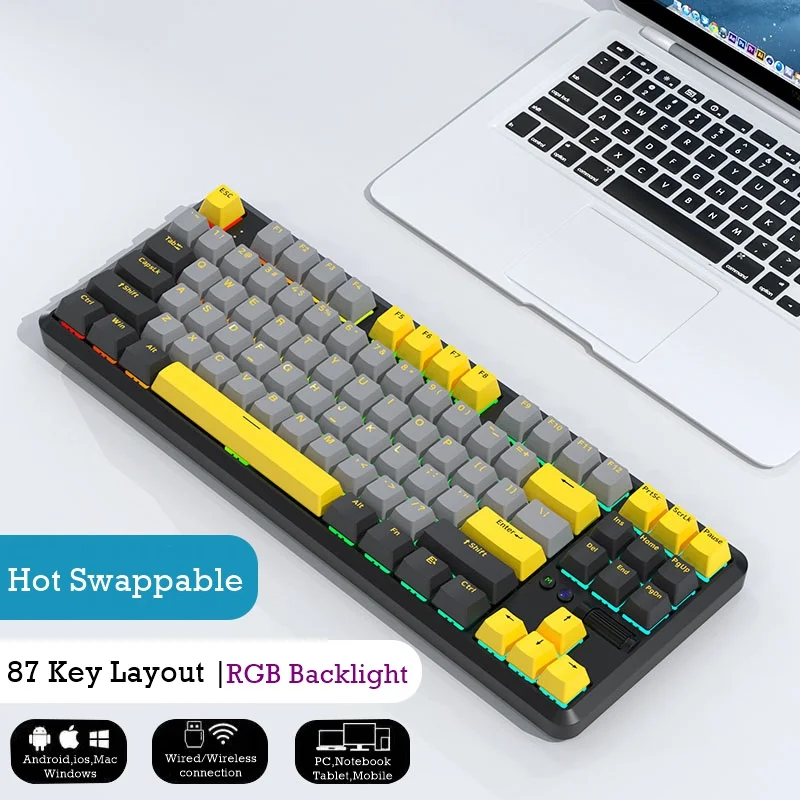 Ajazz-K870-PRO-Rechargeable-Bluetooth-Wireless-2-4G-Wired-Hot-Swappable ...