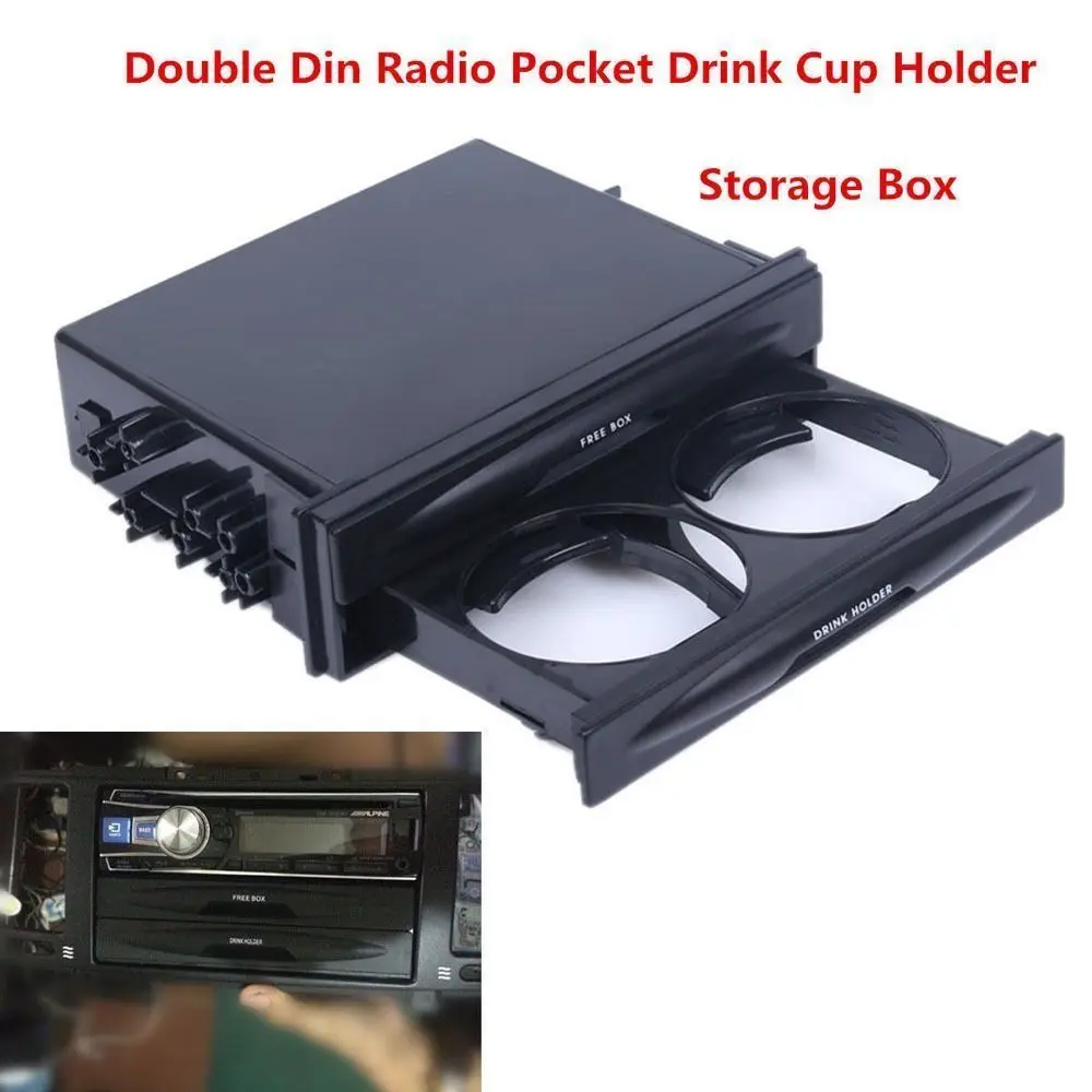 Universal-Car-Double-Din-Dash-Trim-Radio-Pocket-Kit-Drink-Cup-Holder ...