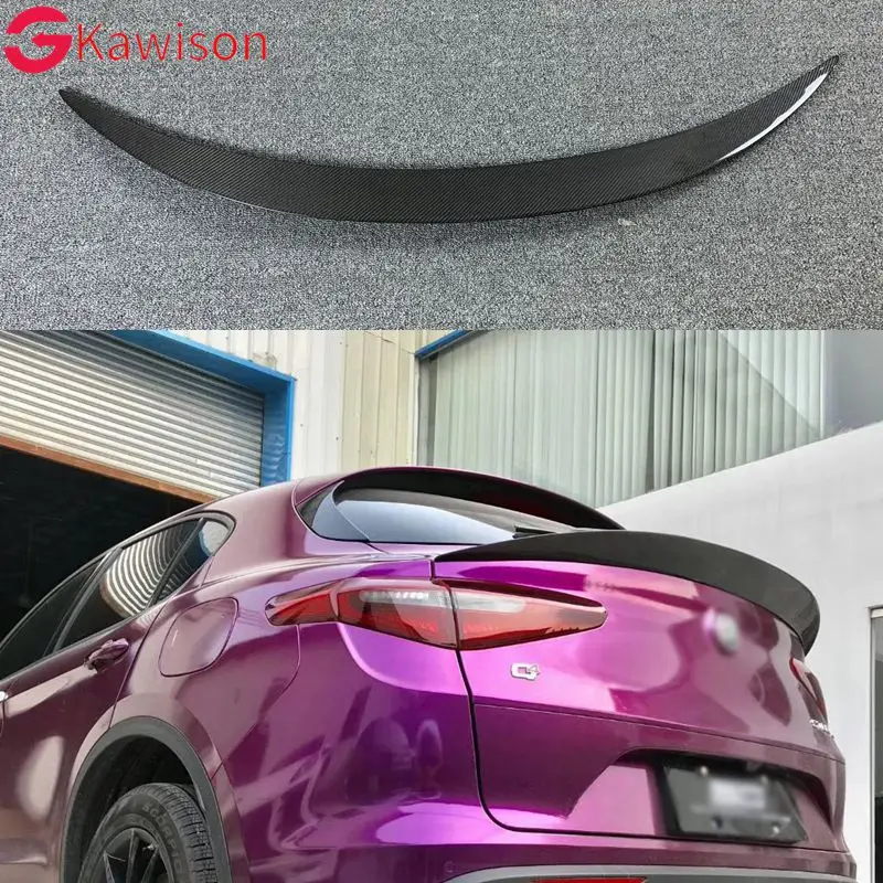 For-Alfa-Romeo-Stelvio-Spoiler-Carbon-Fiber-Rear-Trunk-Spoiler-Black ...