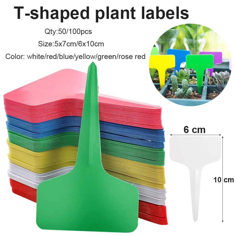 50-100-Garden-Plant-T-Label-Plant-Accessories-Flower-Pot-Plastic-Plant ...