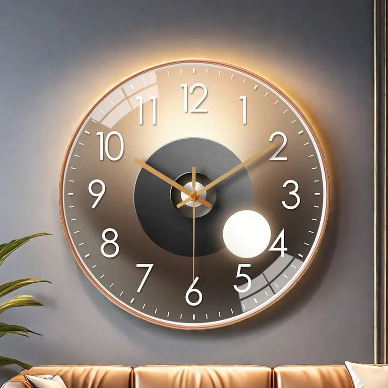 Wall Clock Living Room Watch American Light Luxury Silent Clock Wall ...