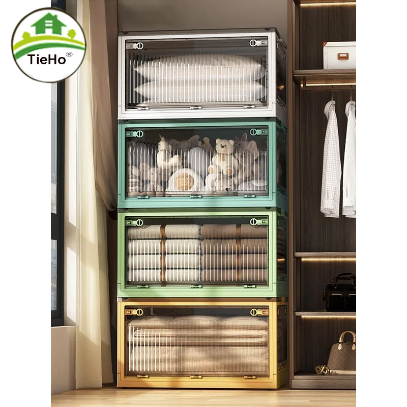 Household-Folding-Wardrobe-Storage-Box-Large-Capacity-Movable-Side-Open ...