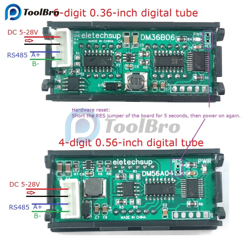 Copper Display 4 Digit 7 Segment LED Display Module RS485 0.56 LED ...