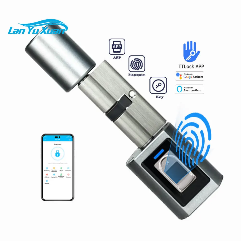 TTLOCK-Euro-Style-Mortise-Smart-Cylinder-Lock-Key-Adjustable-Biometric ...