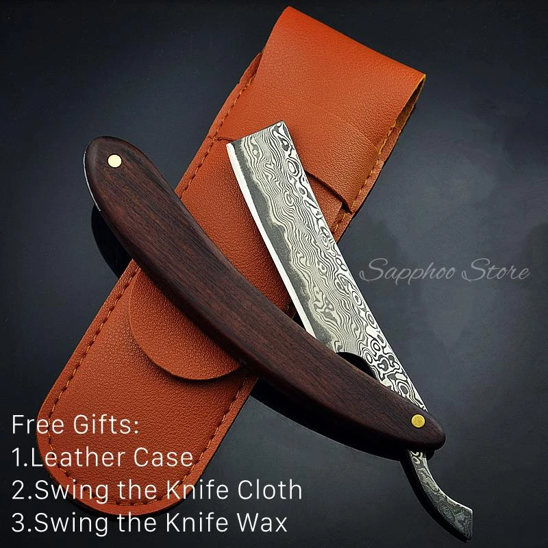 Damascus Steel Rosewood Handle Vintage Razor Set Barber Shop Damask ...