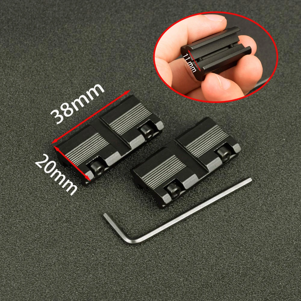 2 Pcs Tactical Scope Mount Picatinny w 3/8" 11mm Dovetail to 7/8" 20mm ...