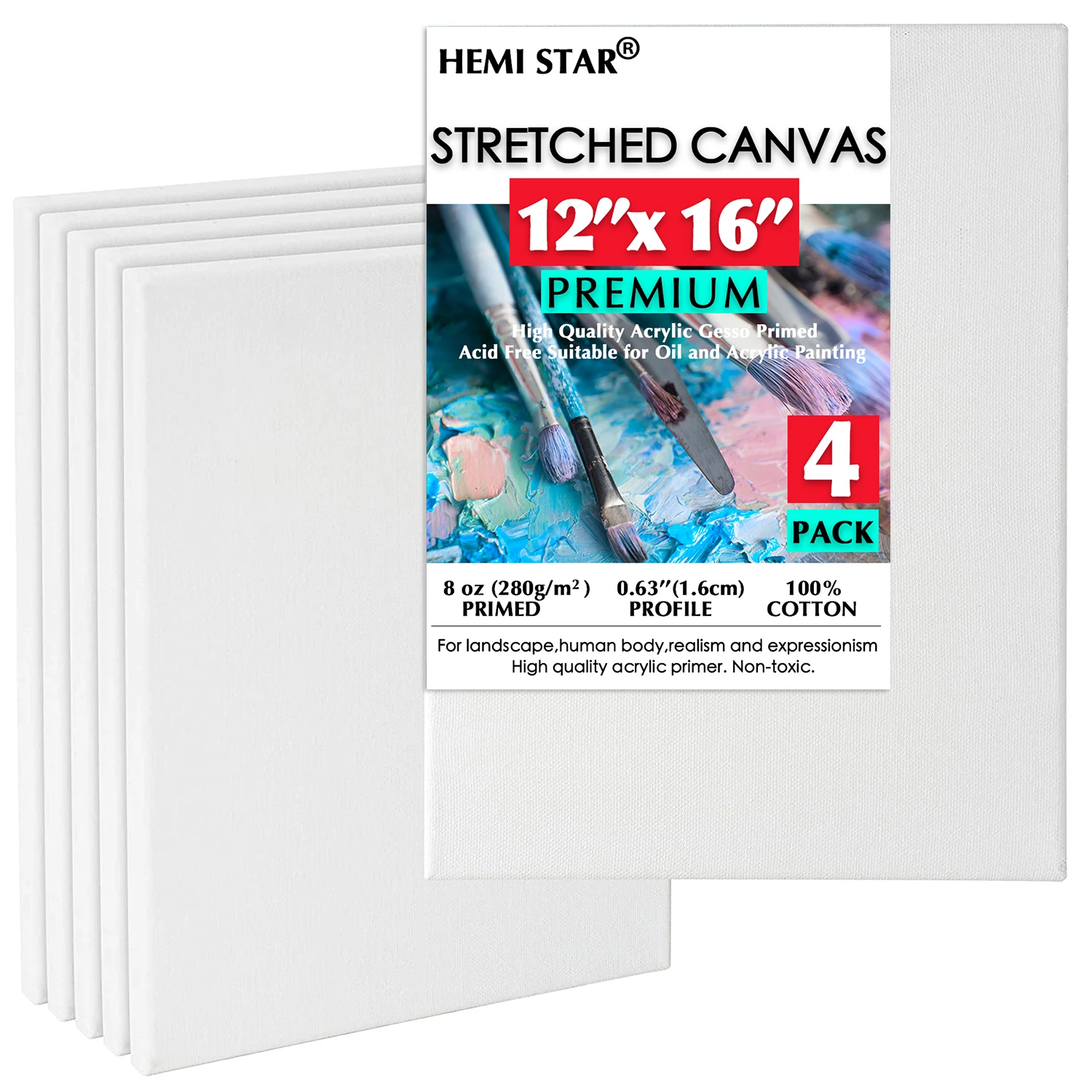 Stretched-White-Blank-Canvas-100-Cotton-Rectangular-Canvas-Boards-for ...