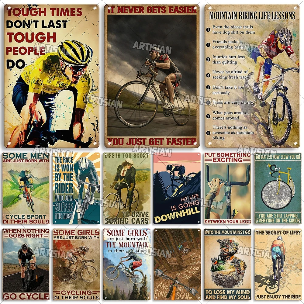 Artisian Cycling Metal Sign Bicycle Tin Plaque Bike Decorative Poster ...