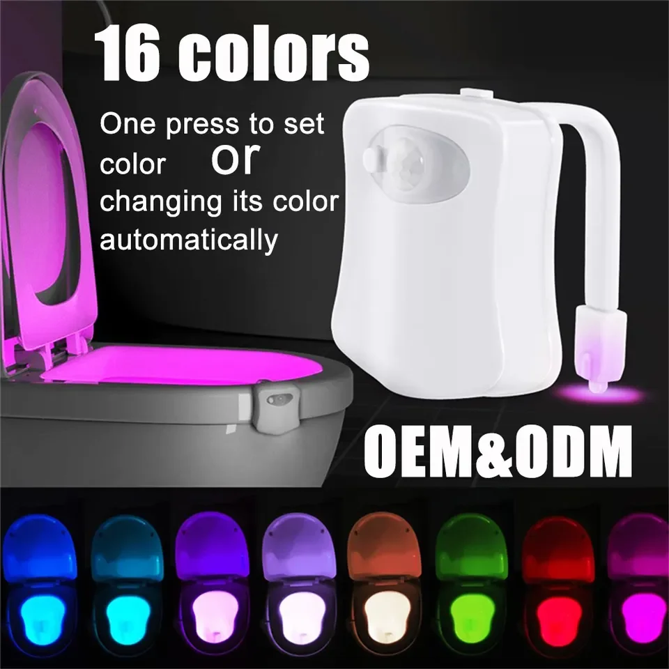 16 Colors Toilet Night Light PIR Motion Sensor Toilet Lights LED ...