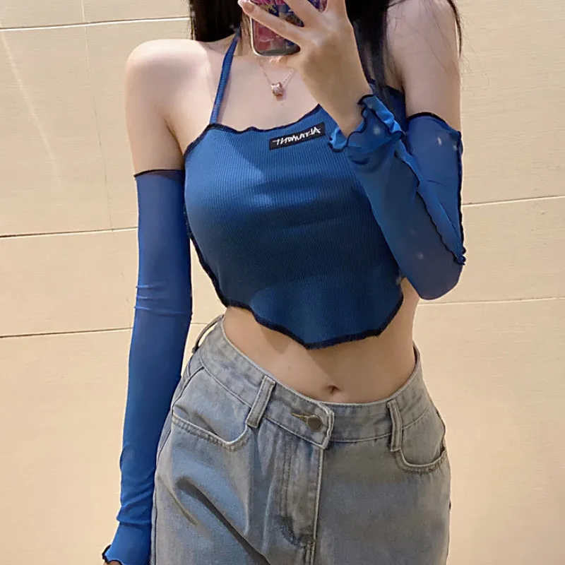 Women Ribbed Crop Tops, Sleeveless Neck Hanger Camisole Tops Off ...