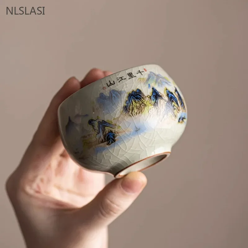 140ml-Exquisite-Ice-Crack-Glaze-Ceramic-Tea-Cups-Hand-painted-Porcelain ...