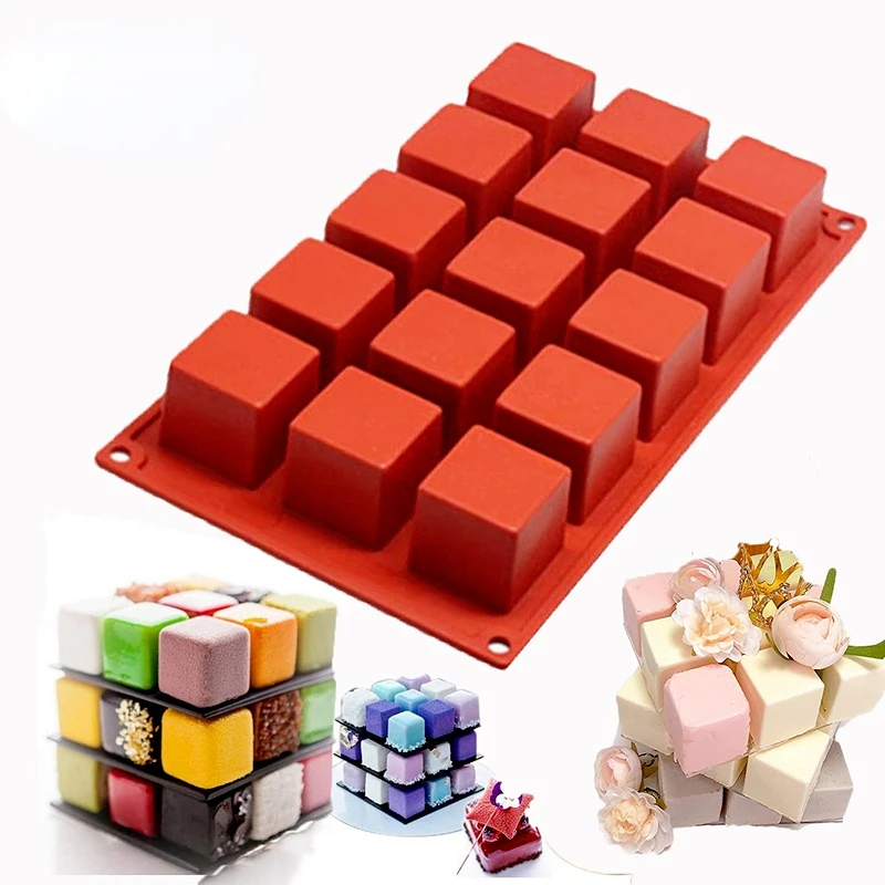 Square Silicone Molds Pastry Pastry | Silicone Mold Desserts Cubes ...