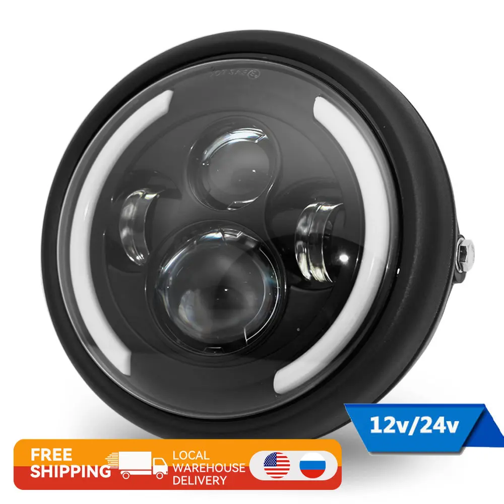Faro delantero para motocicleta DOT SAE E9, faro Led con ojo angular ...