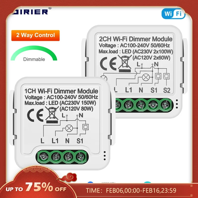 GIRIER-WiFi-Smart-Dimmer-Switch-Module-10A-Dimmable-Light-Switch ...