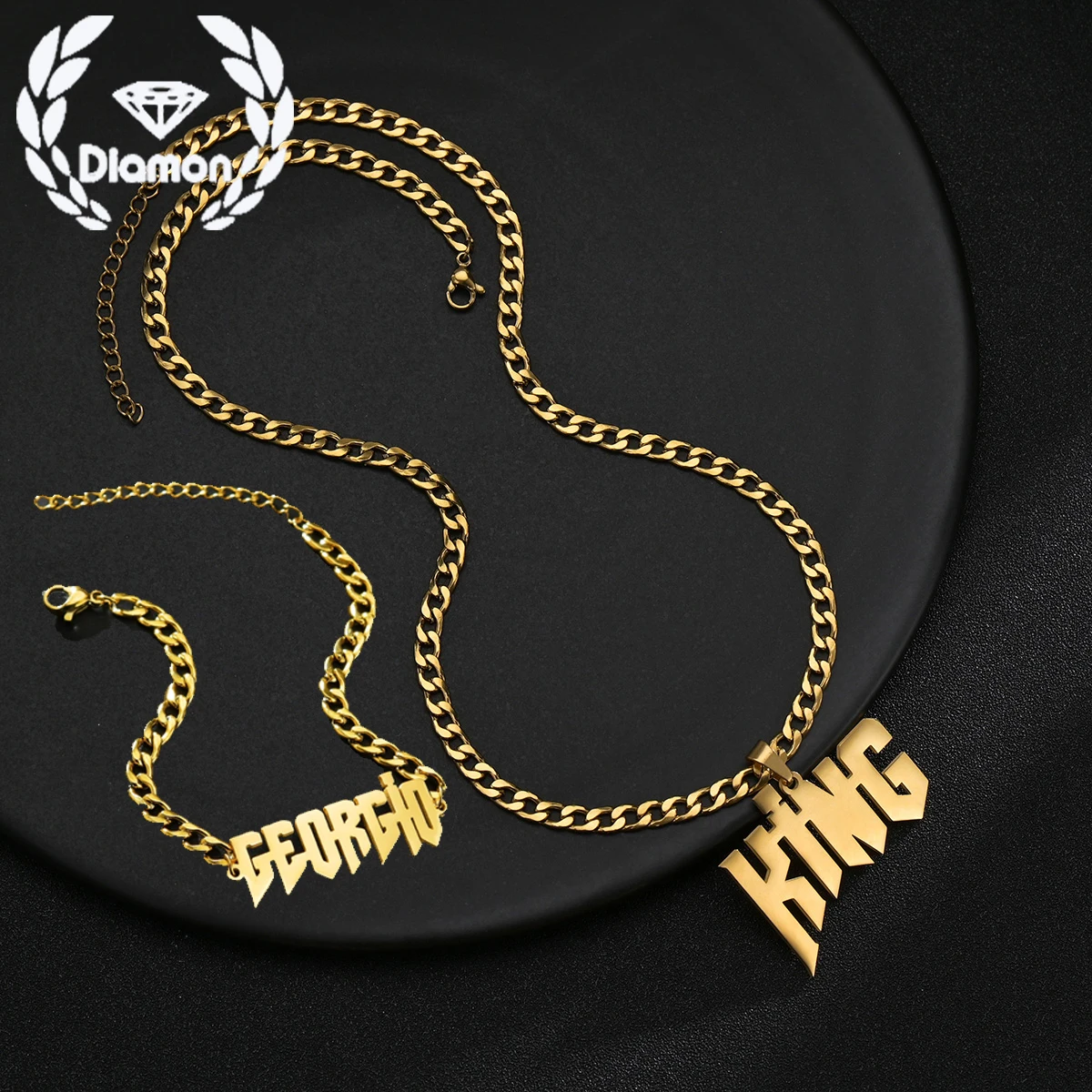 Diamon-New-Personalized-Name-Bracelet-Necklace-for-Men-Stainless-Steel ...