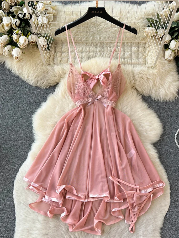 Singreiny Frauen Nachtwäsche Mesh sexy Nacht kleid dünne transparente ...