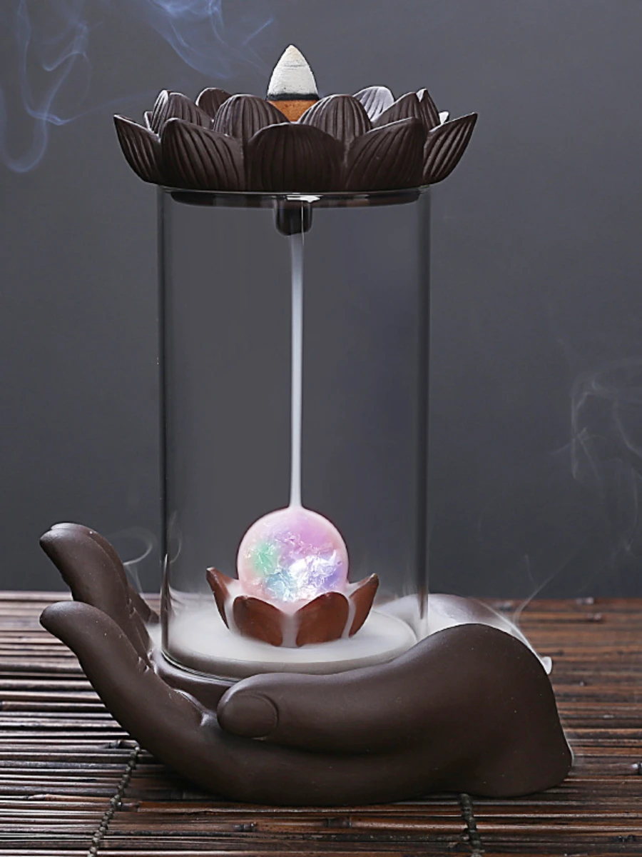 Fashion Bergamot Lotus Burner Smoke Waterfall Incense Burner Cone ...