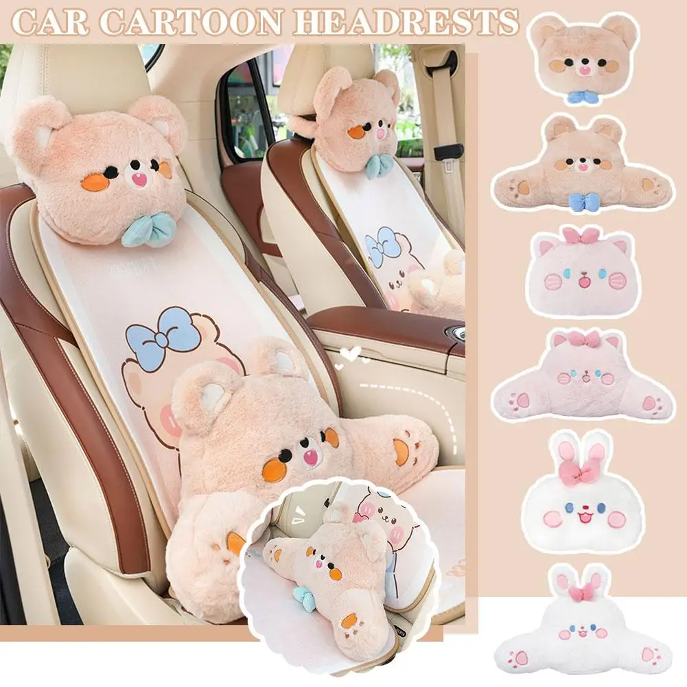 Car-Neck-Pillow-Cute-Plush-Cartoon-Bowknot-Bear-Travel-Neck-Rest ...