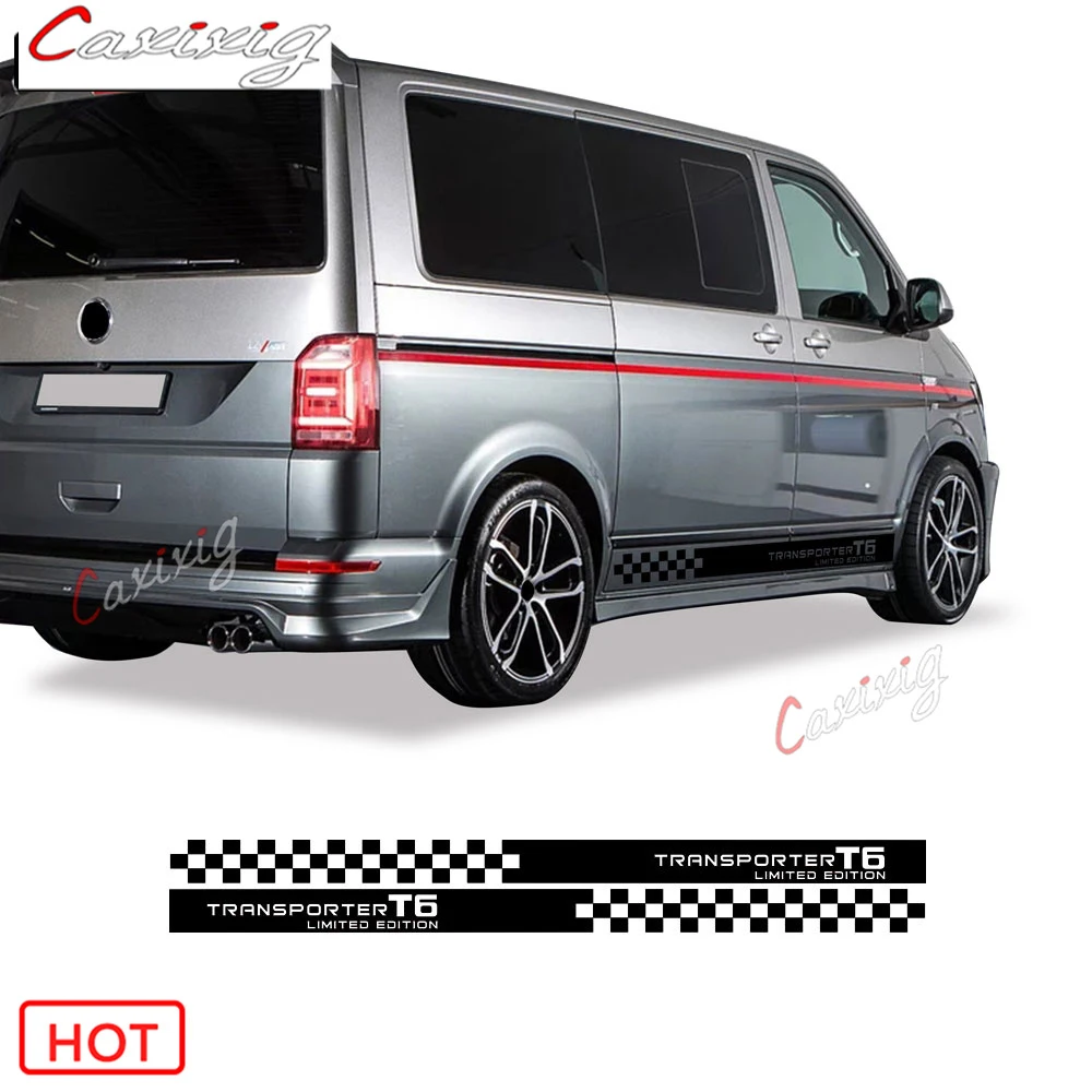 2PCS-Car-Door-Side-Skirt-Graphic-Stripes-Decals-For-Volkswagen-VW ...