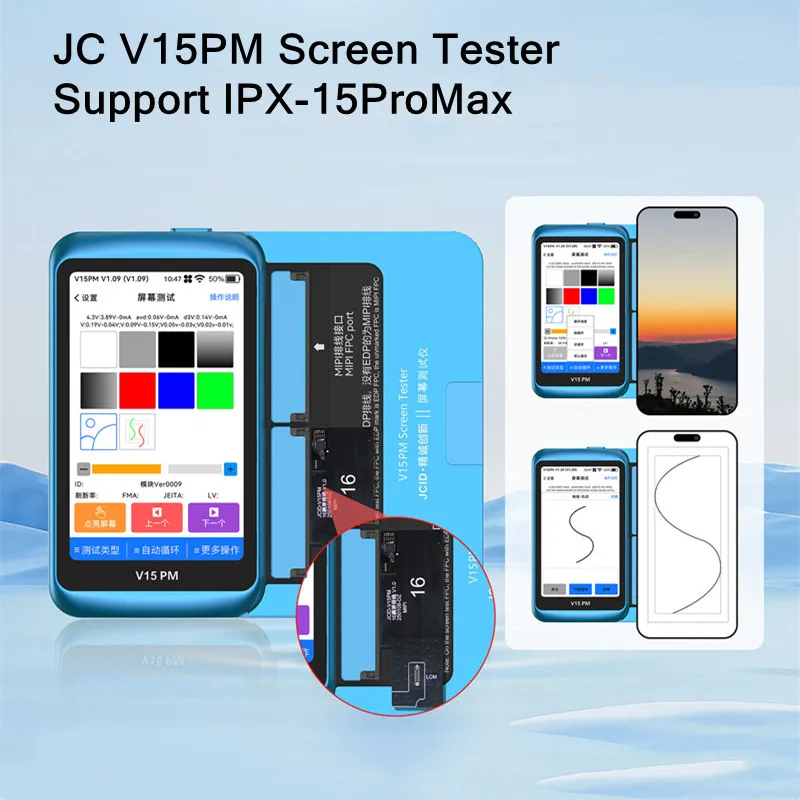 JCID V15 V15PM Professional Screen Tester for IP 7-16ProMax Android ...