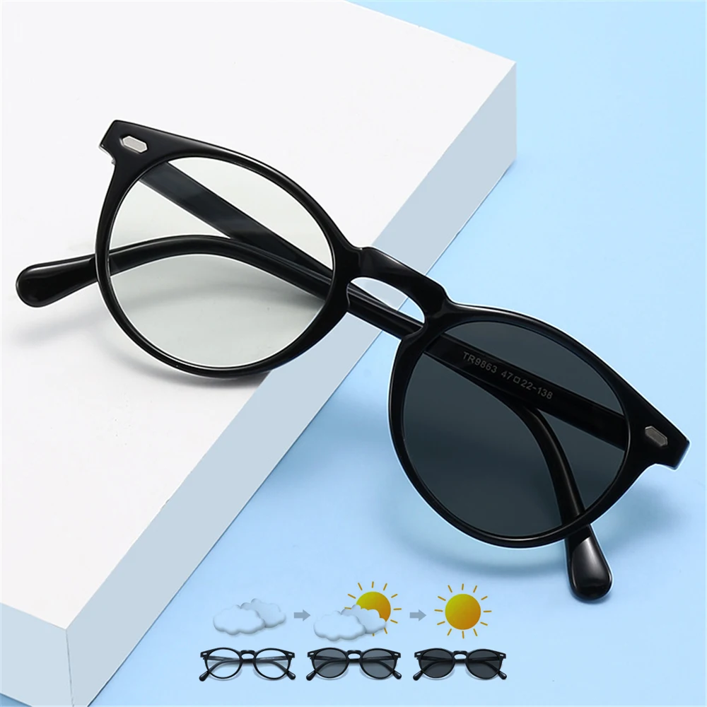 Classic Small Matte Black Transition Glasses Blue Light Blocking ...