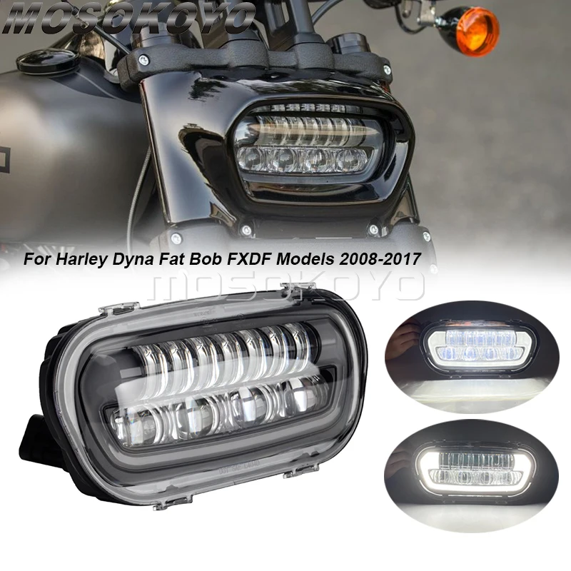 9.8inch Rectangle LED DRL Headlights Motorcycle Front Head Light Hi/Lo Beam Headlamp Assembly ...