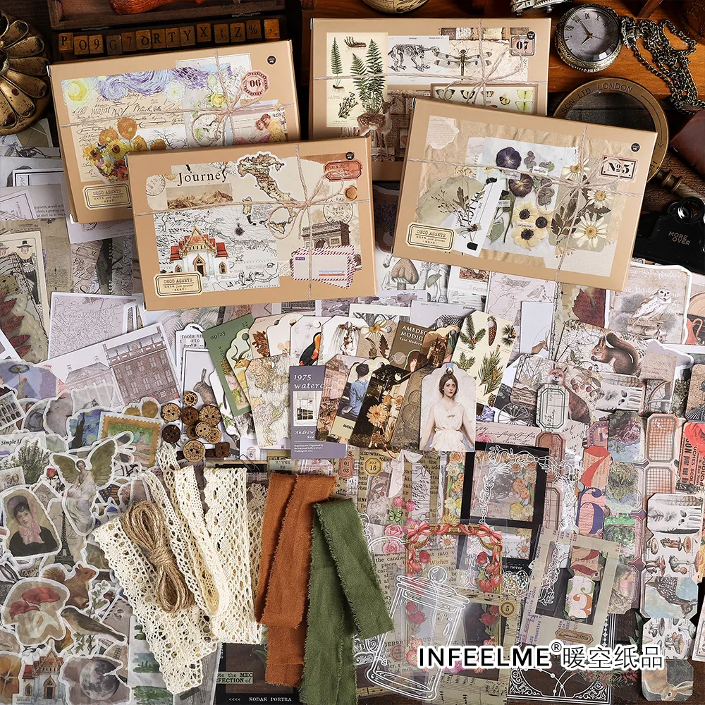 100-pcs-Vintage-DIY-Scrapbooking-Material-paper-Stickers-Set-Decorative ...