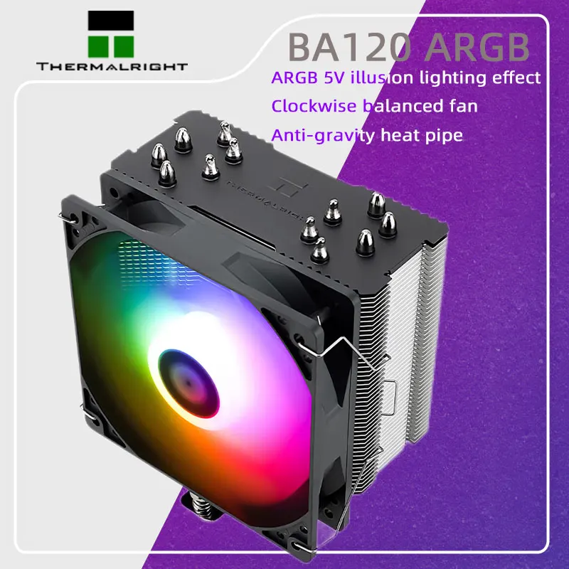 Thermalright-BA120-5V-ARGB-CPU-Air-Coled-Radiator-6-HeatPipes-120mm-PMW ...