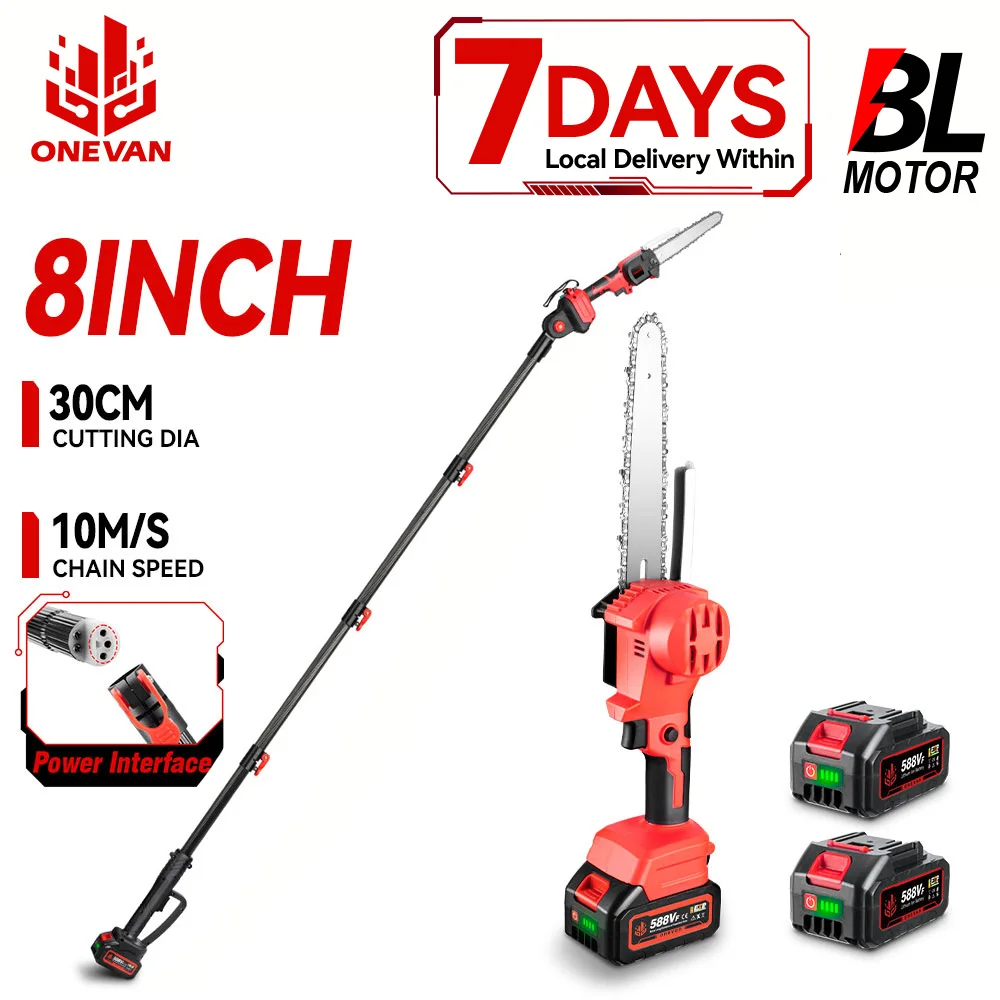ONEVAN 4500W 2.25m Brushless High Branch Saw Telescoping Pole Electric ...
