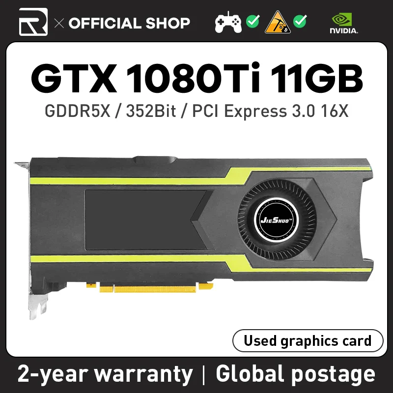 JIESHUO GTX 1080TI 11G Graphics Card For Turbo Fan GDDR5X HDMI 1.4 x 1 Computer GPU GTX1080 TI ...
