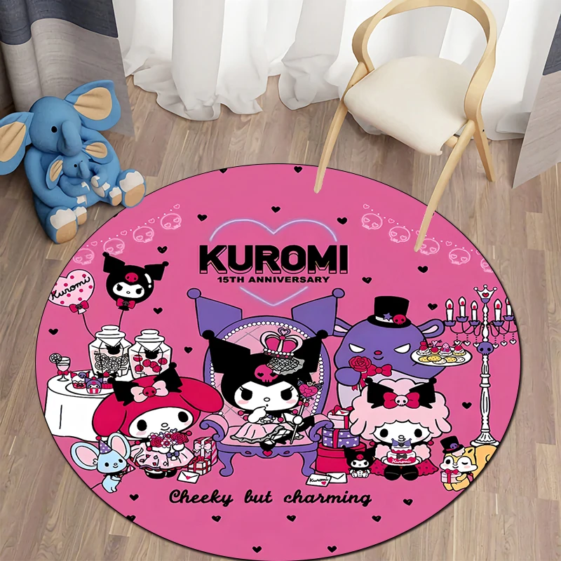 Kuromi-Round-Carpet-for-Living-Room-Rugs-Camping-Picnic-Mats-Flannel ...