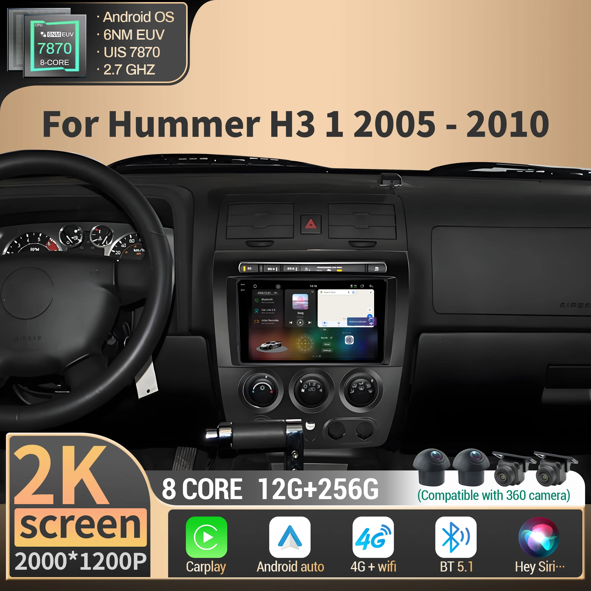 For Hummer H3 1 2005-2010 Android Car Radio Stereo Multimedia ...