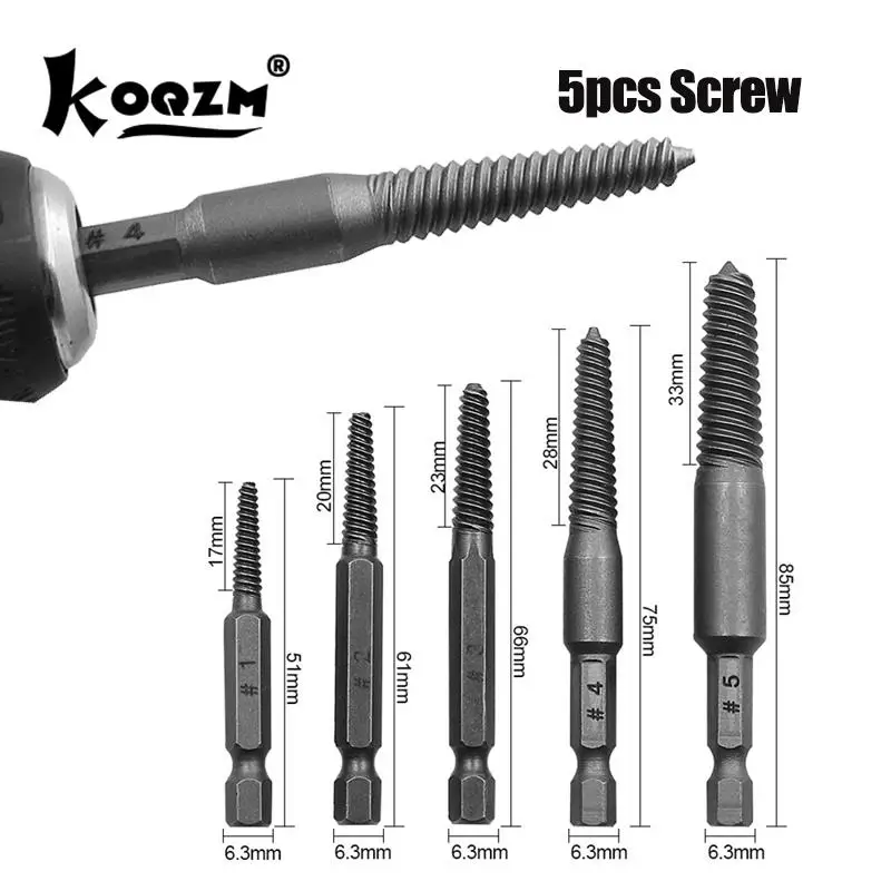 5PCS-Screw-Extractor-Center-Drill-Bits-Guide-Set-Broken-Damaged-Bolt ...