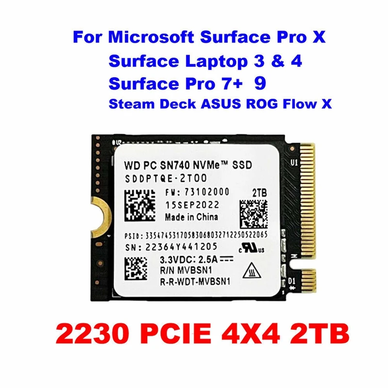 마이크로소프트 서피스 프로 X 7 + 9 용 2230 SSD NVMe PCIe4x4 PC SN740, 2TB M.2, 신제품| | - AliExpress