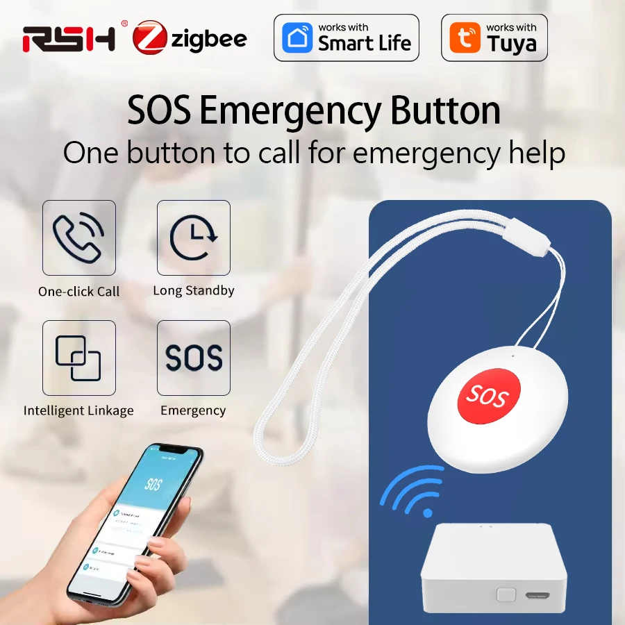 Tuya Zigbee SOS Emergency Smart Button One-Touch Panic Alarm, for ...
