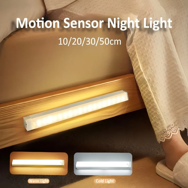 LED Bar Light 10/20/30/50CM Human Motion Sensor Night Light Auto ...