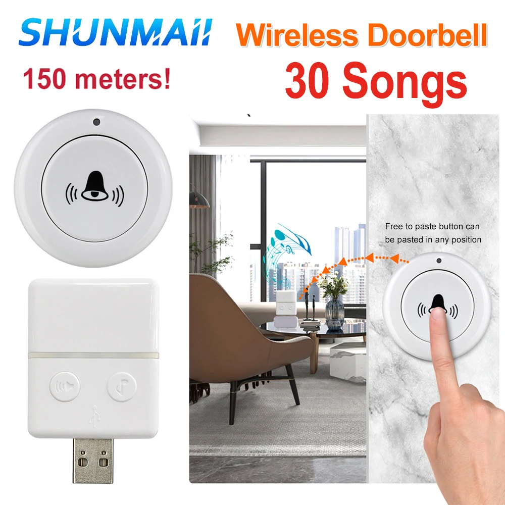 Smart-Home-Wireless-Doorbell-433MHz-USB-Wireless-Door-Bell-30-Songs ...