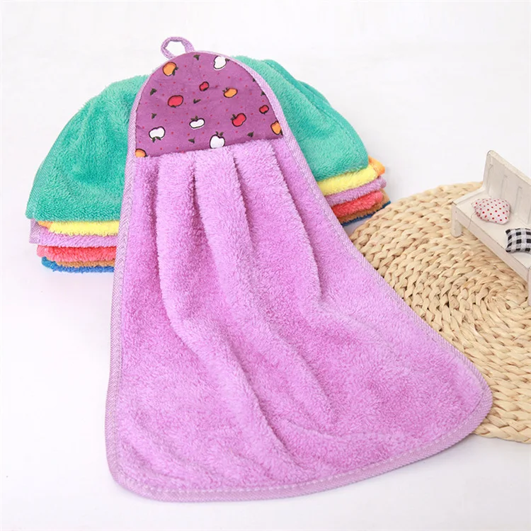 Coral-Velvet-Kitchen-Hand-Towels-Hanging-Absorbent-Household-Cleaning ...