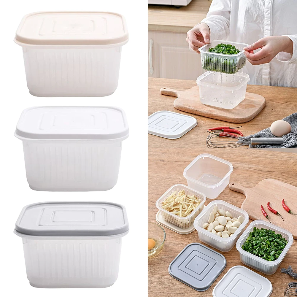 Drain Fresh Box Refrigerator Fresh-Keeping Box Kitchen Storage Box With ...