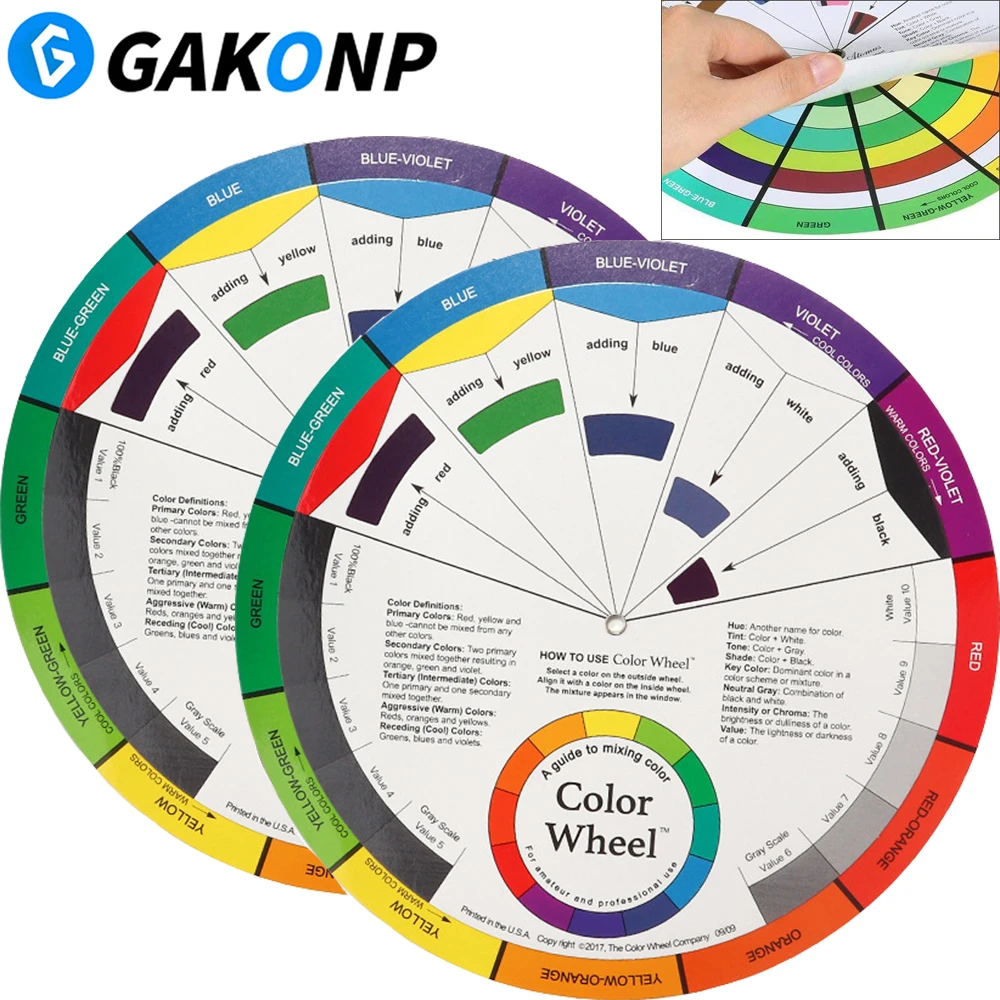 1/3/5PCS 12 Colors Tattoo Color Wheel Paper Card Three tier Blending ...