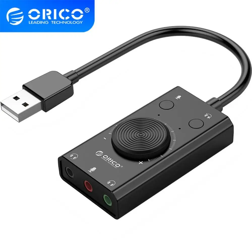 ORICO SC2 External USB Sound Card Stereo Mic Speaker 3.5mm Headset ...