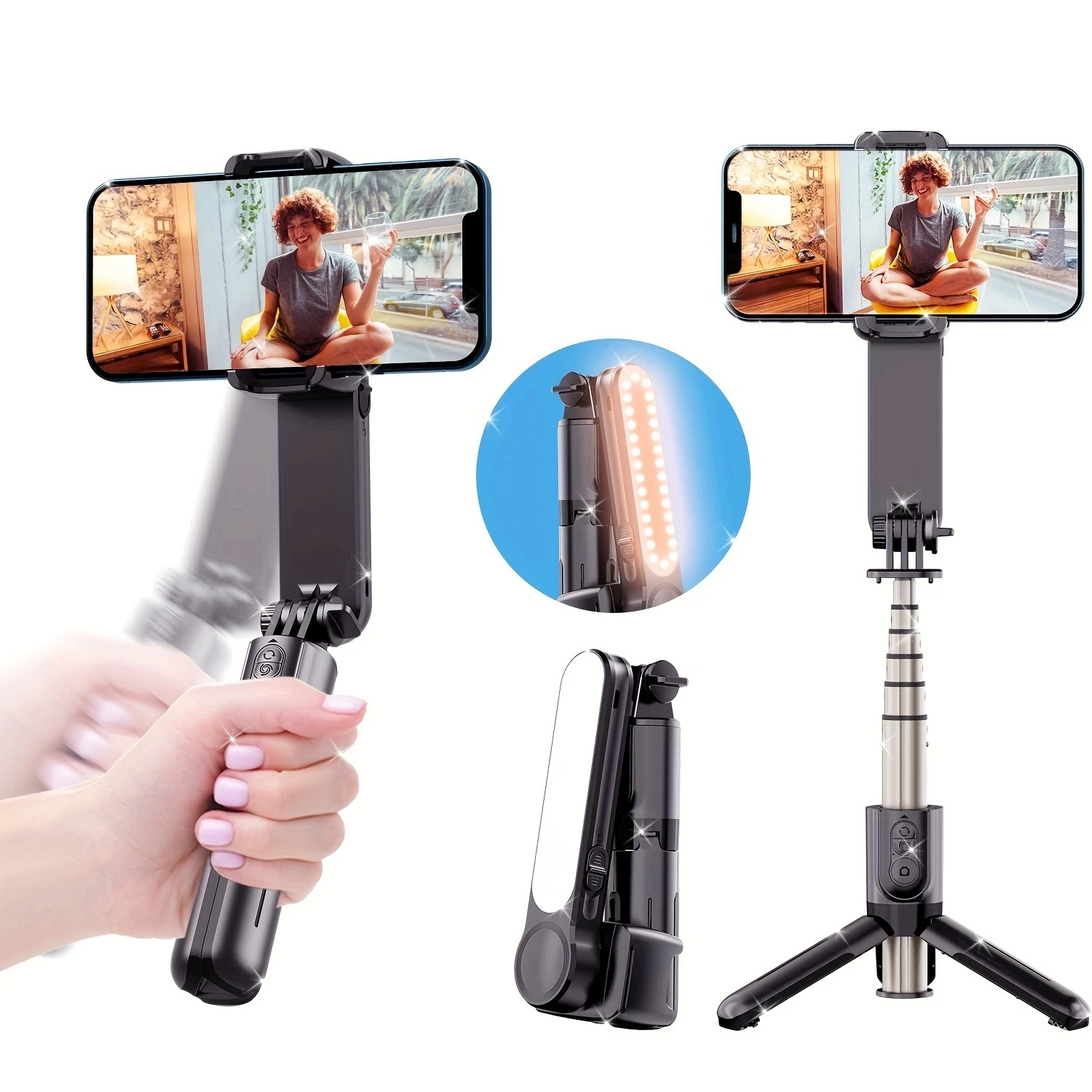 Smartphone-Gimbal-Stabilizer-Portable-Selfie-Stick-Tripod-with-Auto ...