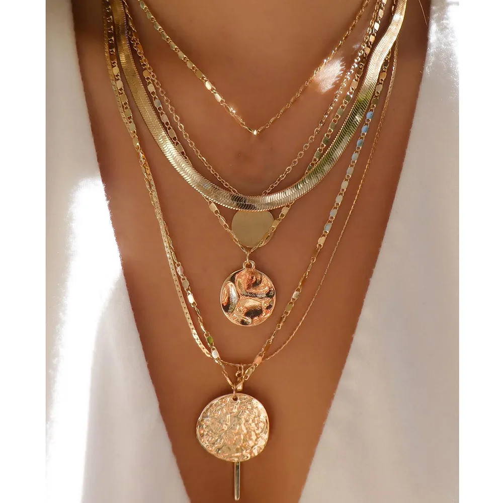 Vintage-Gold-Color-Multiple-Styles-Necklace-For-Women-Trendy-Multi ...