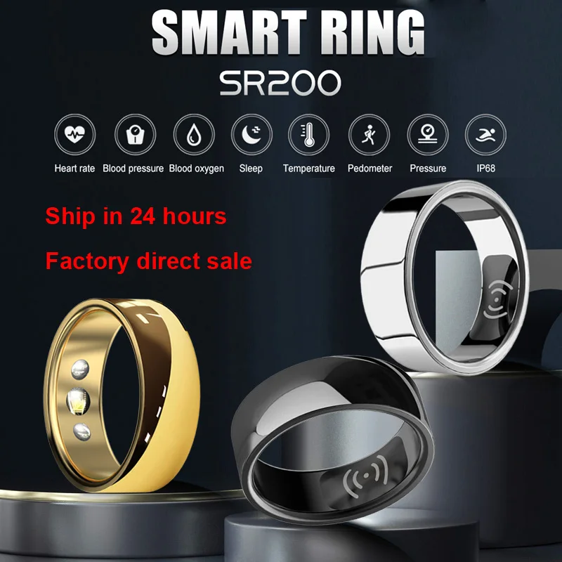 Smart-Ring-SR200-Gold-Heart-Rate-Blood-Pressure-Blood-Oxygen ...