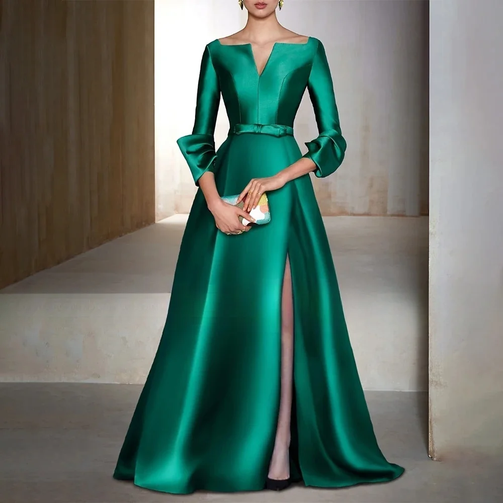 Elegant Slit Green Long Bespoke Occasion Gown Evening Dresses Prom ...