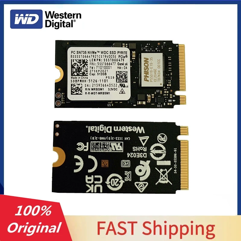 Western Digital WD SN735 512GB 1TB M.2 NVMe 2242 SSD PCIe4.0x4 SSD For ...